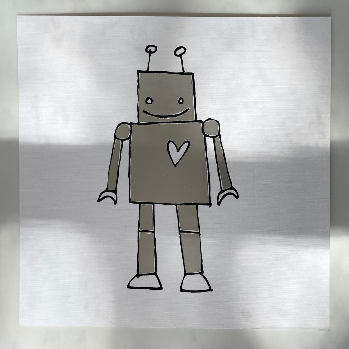 Silver Collage Screen Print | White Paper – Little Korboose