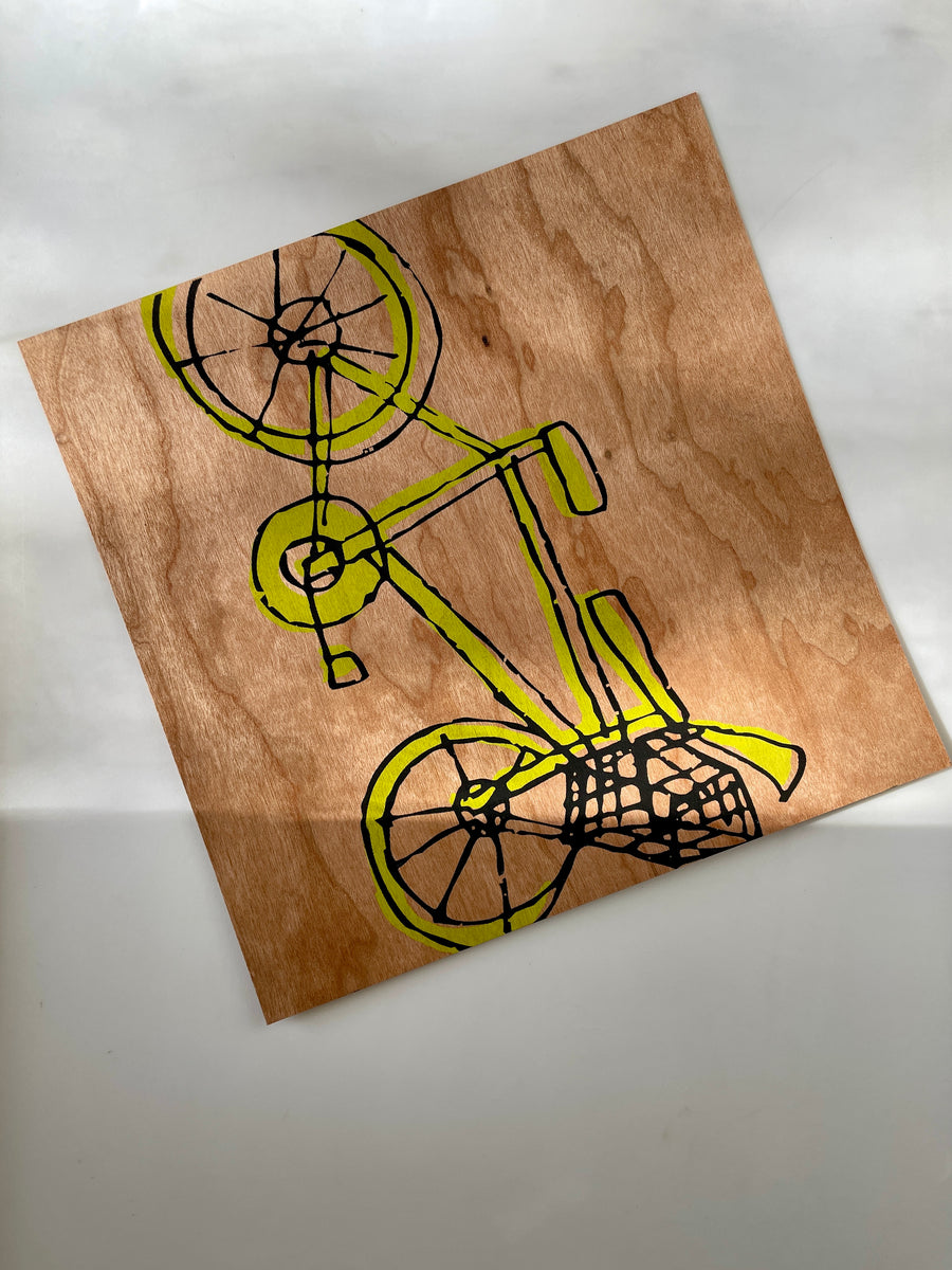 Lime Green Bicycle Screen Print | Paper Thin Wood Veneer – Little Korboose