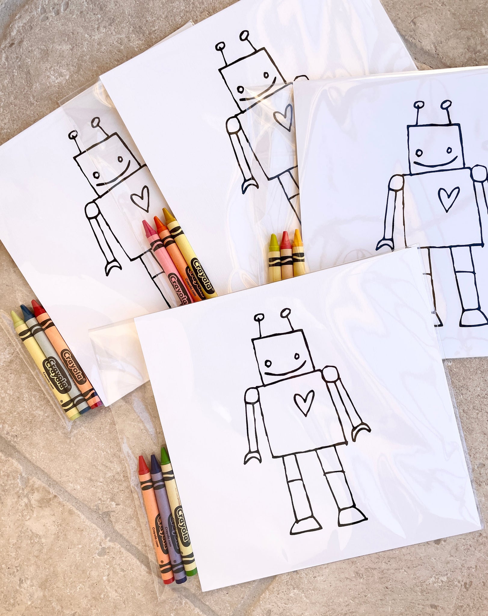 Robot Coloring Kit - Black & White Robot | Little Korboose